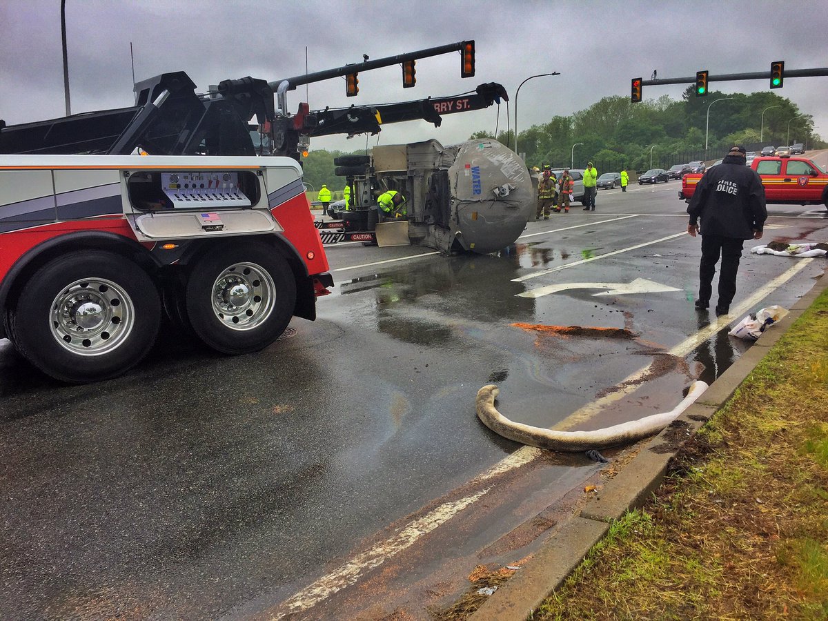 Tanker leaking diesel fuel in roll over crash snarls traffic in East ...